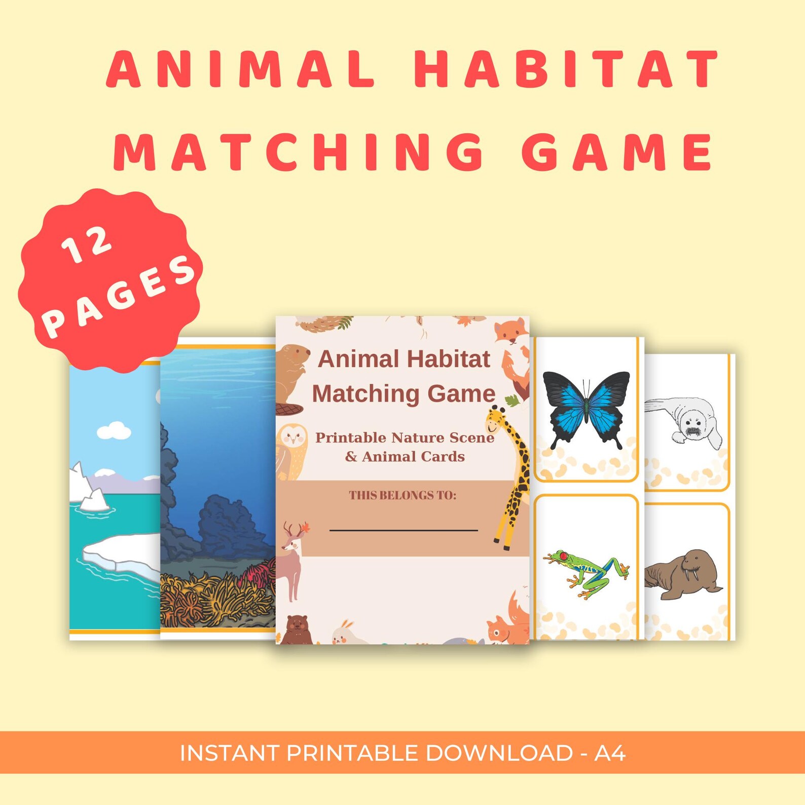 Animal Habitat Matching Game: Montessori Preschool Printable (PDF ...