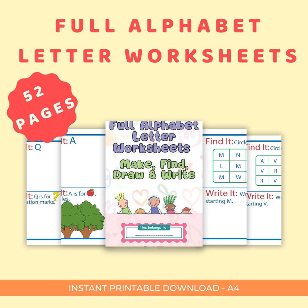Full Alphabet Letter Worksheets: A-Z Printable Worksheets for Early ...