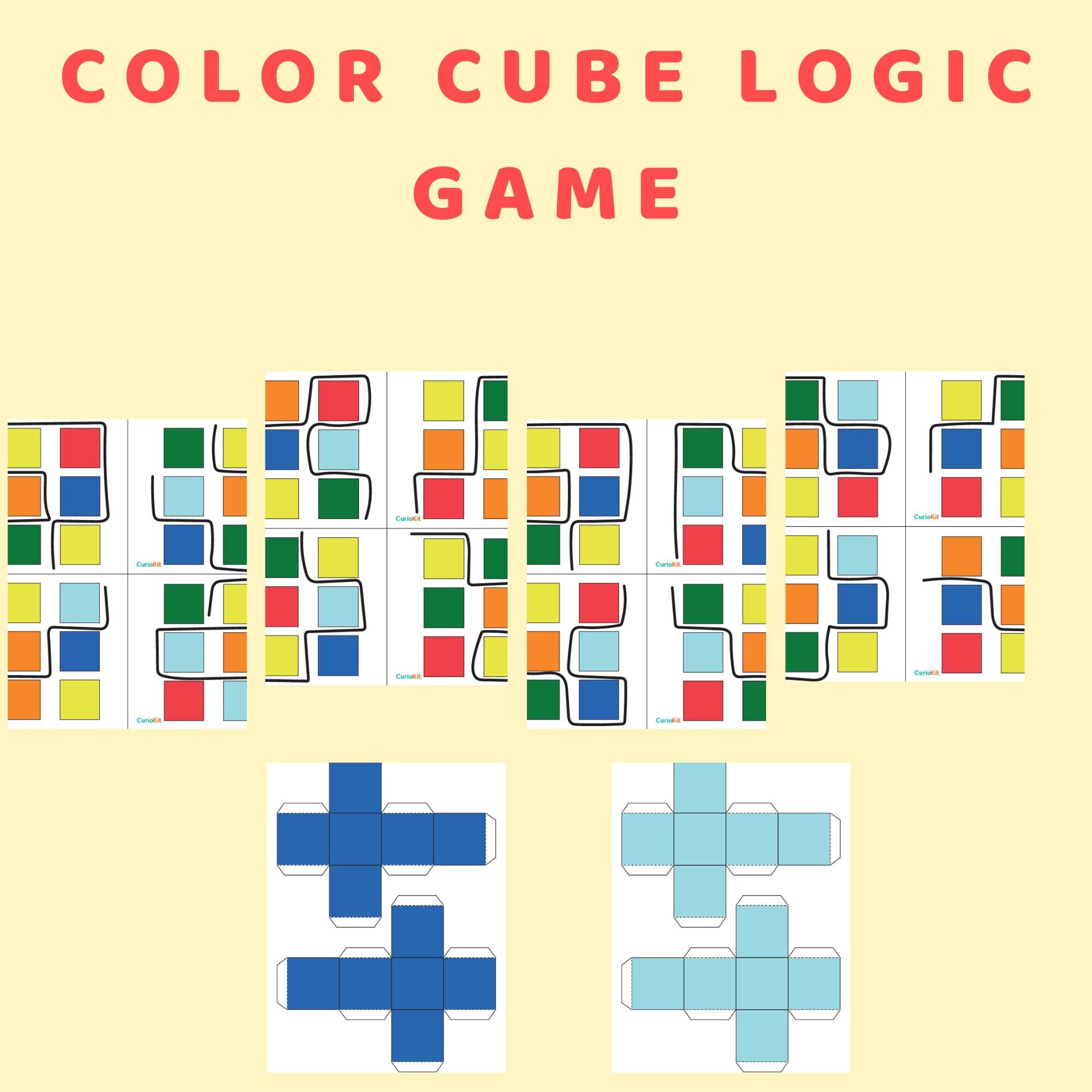 Color Cube Logic Game for Kids Printable | 3D Color Matching Puzzle PDF ...