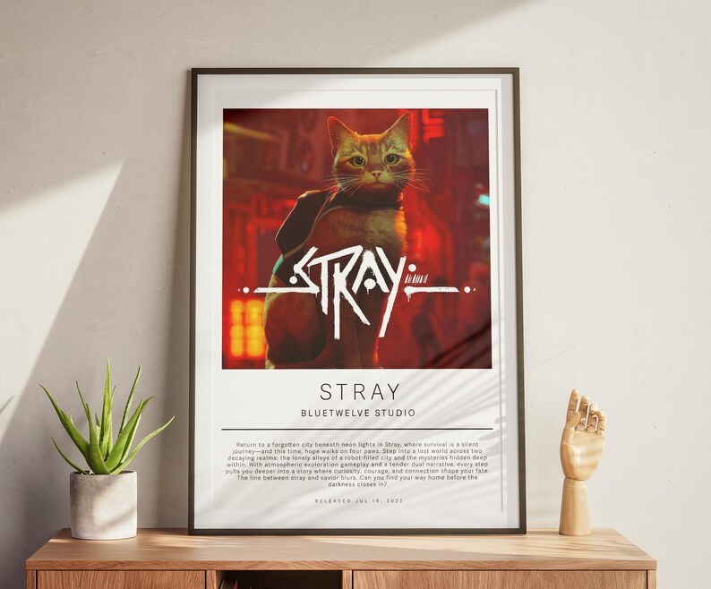 Stray Poster | Gaming Poster | Video Game Prints | Wall Decor Posters ...