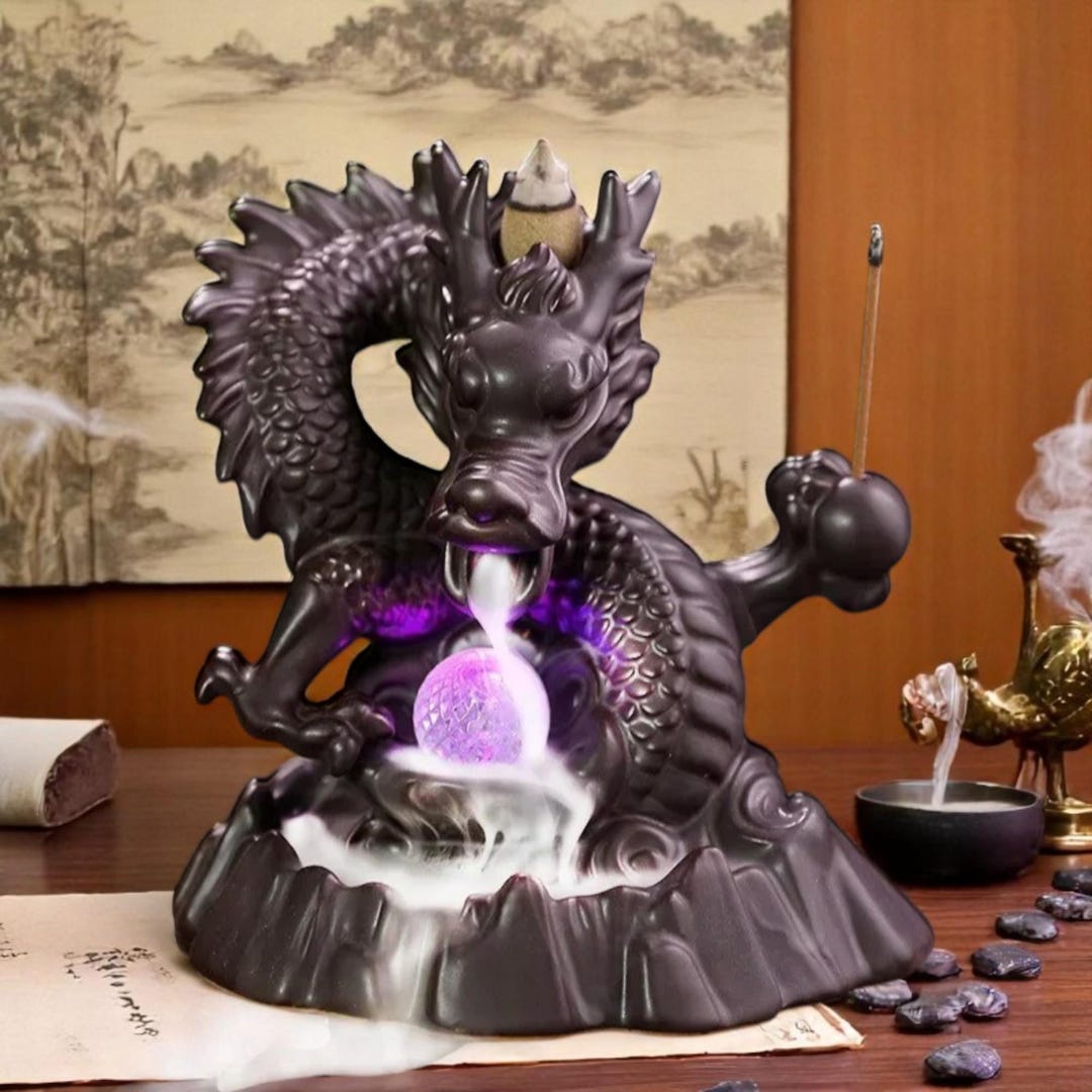 Handmade Ceramic Dragon Incense Burner – Backflow Smoke Fountain With ...