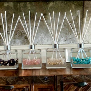 Crystal Reed Diffuser Set: Scented Room Fragrance With Crystal Chips ...