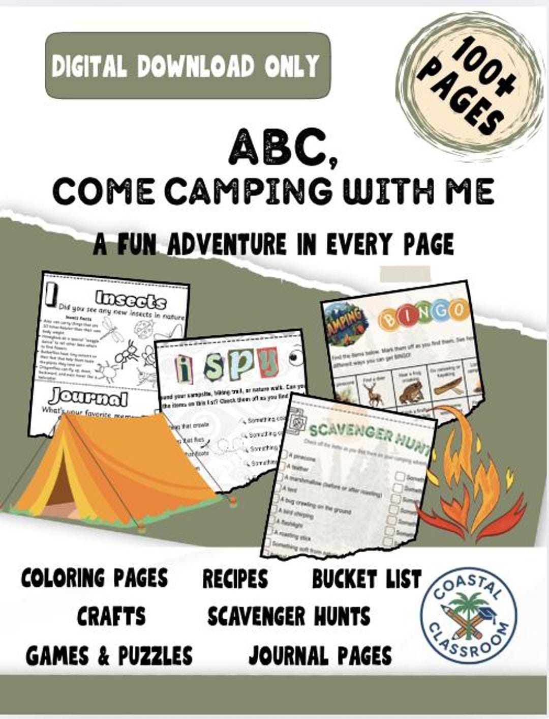 100+ Page Kids Camping Activity Book | Printable Camping Coloring Pages ...
