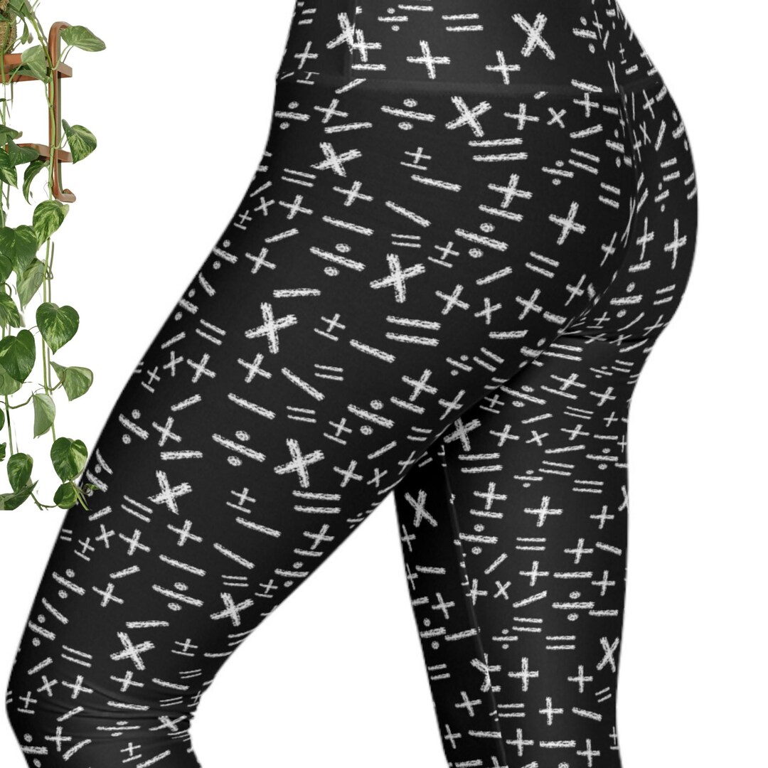 Math Symbol Print Leggings | Teacher Outfit, High Waisted - Etsy