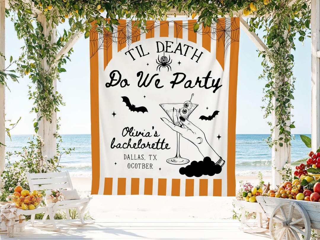 Til Death Party Banner, Spooky Bachelorette Tapestry, Gothic Bride ...