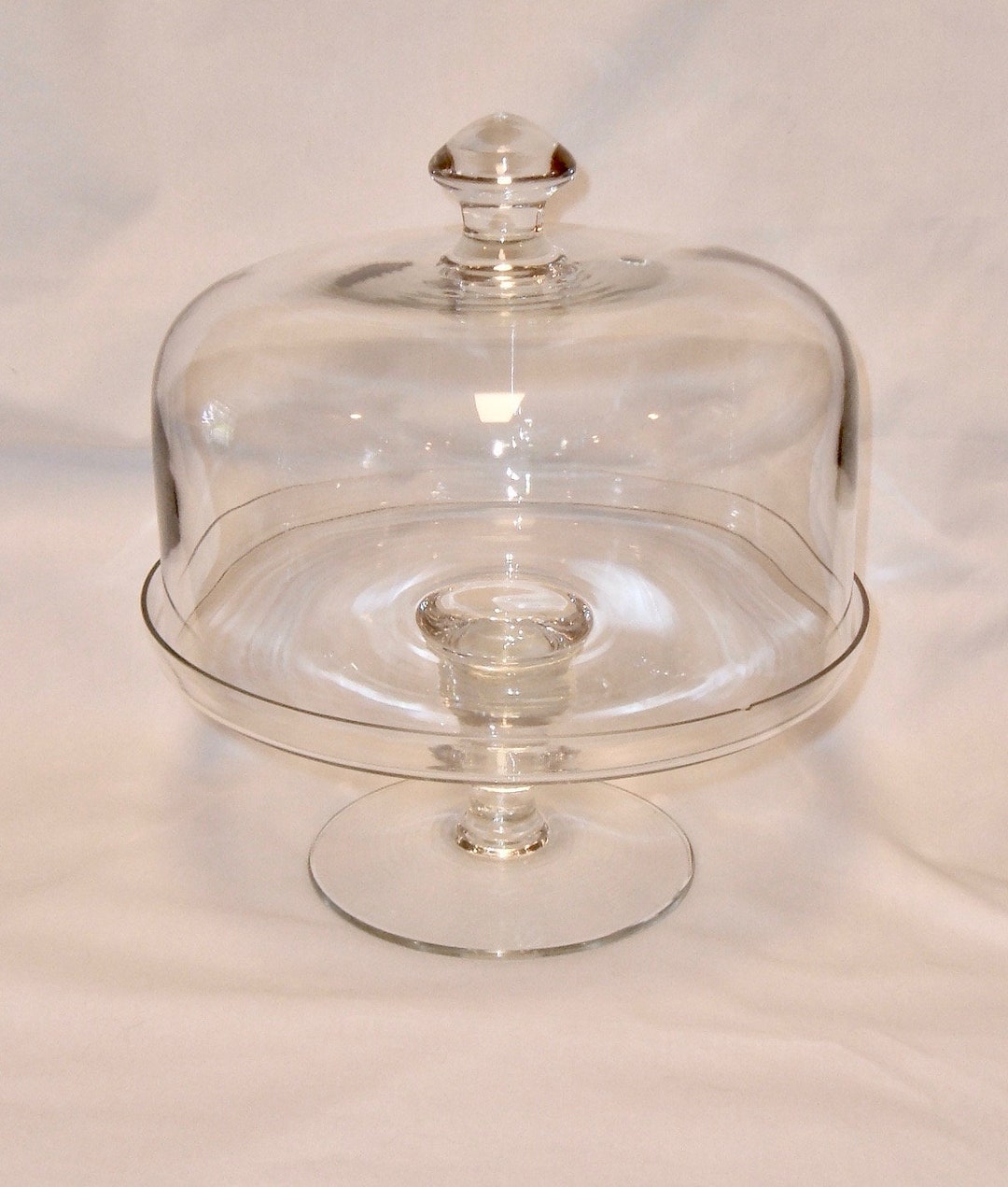Vintage Footed Pedestal Covered Cake Stand/display/server Clear Glass ...