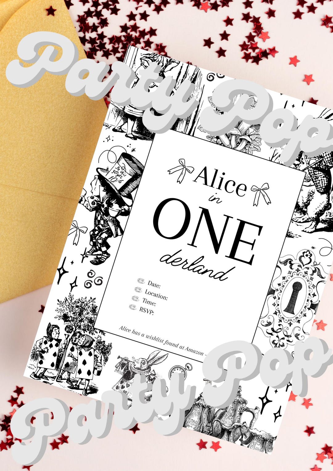 Alice in One-derland Birthday Party Invitation Template. Canva Template ...