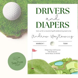 Golf Baby Shower Invite, Dad Shower, Drivers and Diapers Invite ...
