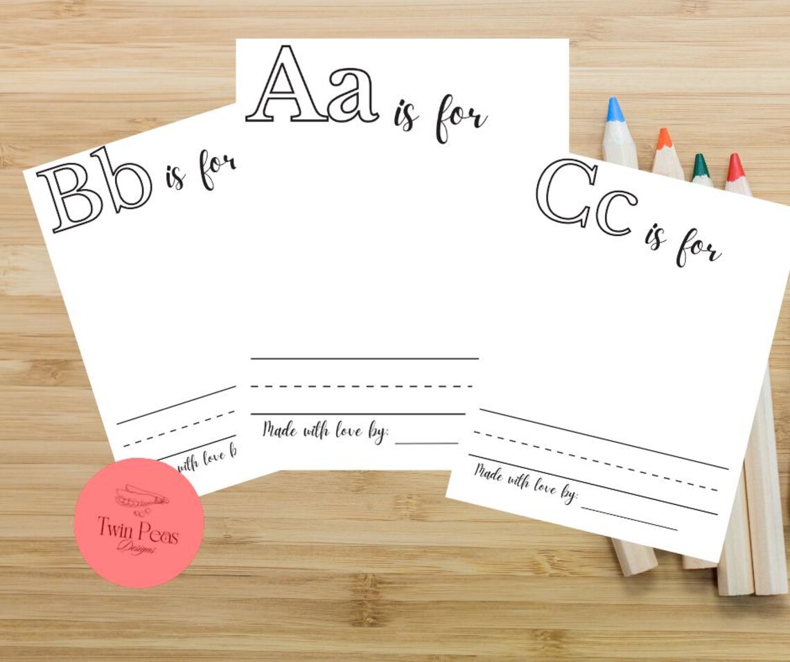 Blank Alphabet Book, ABC Baby Shower Coloring Book, Baby's First ABC ...