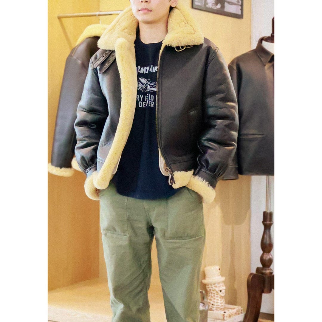 Men's Sheepskin RAF Pilot Jacket: Shearling Fur Lined Leather Bomber ...