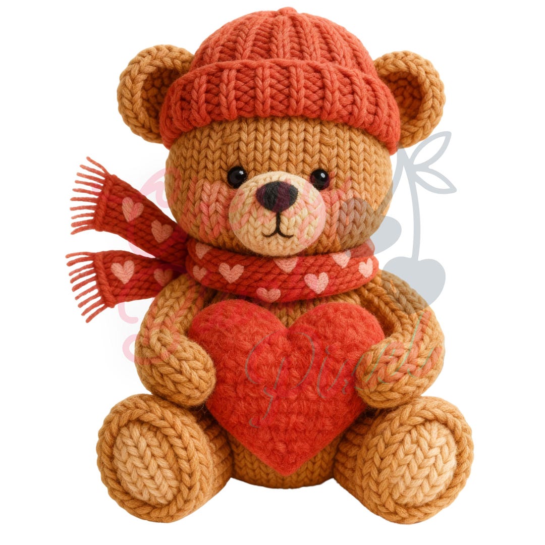 Faux Yarn Valentine's Day Teddy Bear Png, Coquette Valentines Png Heart ...