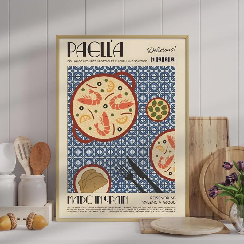 Spanish Tapas Wall Print, Spanish Food Print, Tapas Food Wall Decor ...
