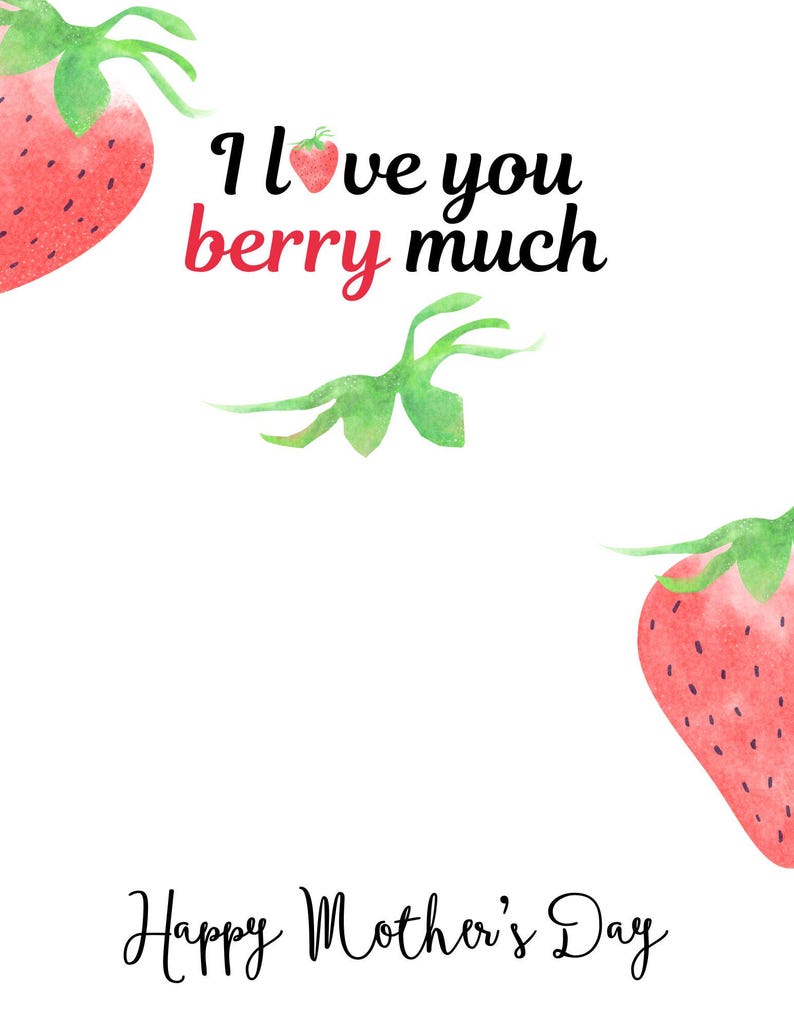 Mother's Day Printable-love You Berry Much - Etsy