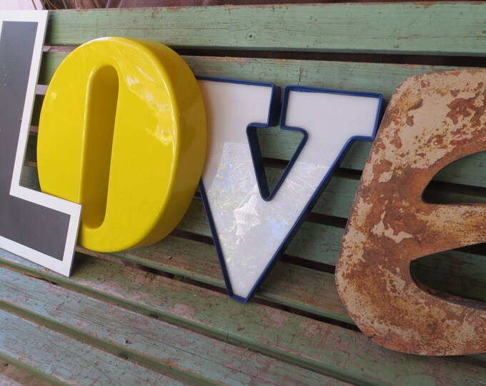 Neon Channel Sign Letter 'V': Large Blue & White Initial Capital or ...