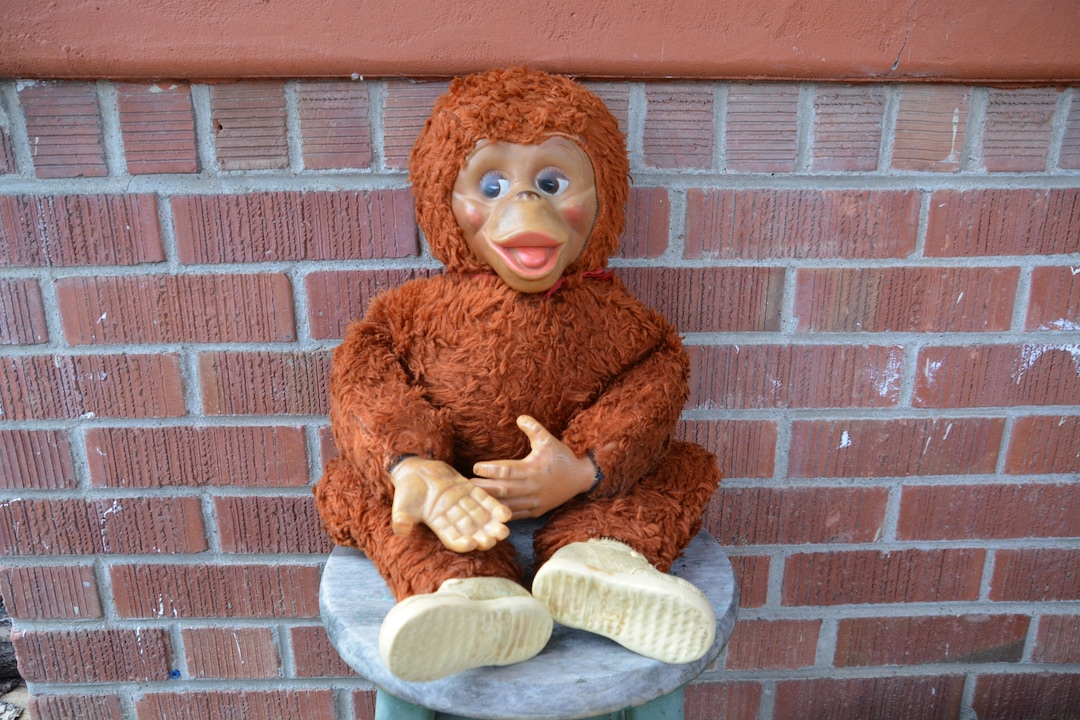 Vintage Plushie Rubber Faced Rushton Monkey Doll, Approx. 22" Long ...