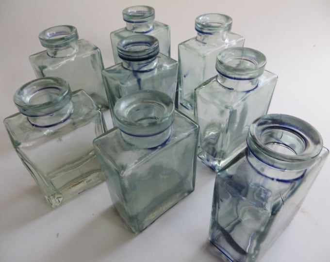 Set 8 Small Glass Ink Bottles: Instant Collection of Tiny - Etsy