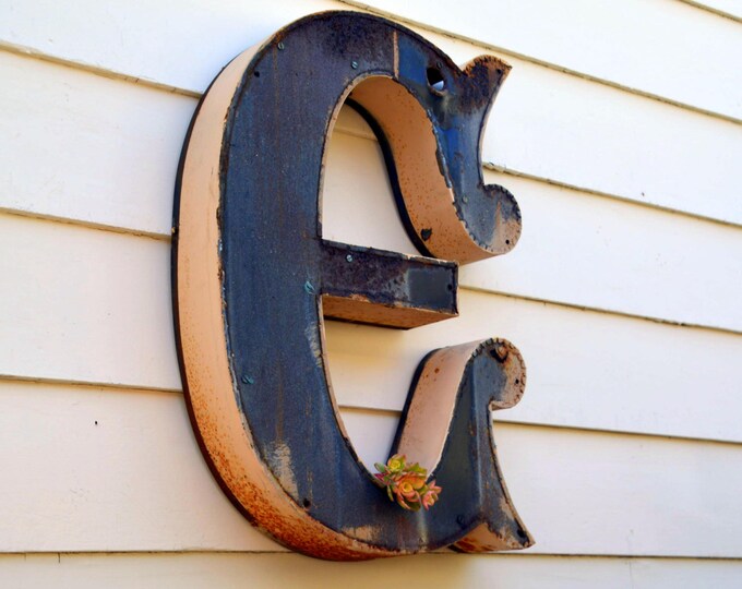 Rustic Vintage Marquee Sign Letter Capital 'E': Very Large Distressed ...
