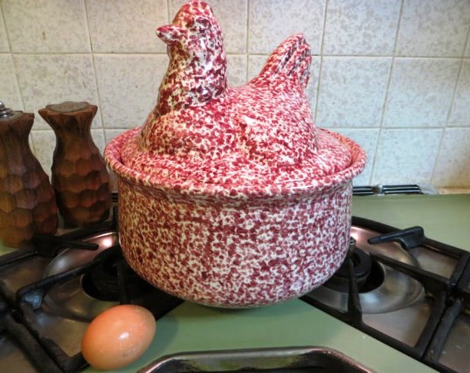 Maroon & White Speckled 'hen on Nest' Casserole Oven Baking Dish: Great ...