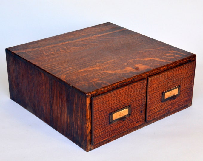 Antique Wooden Card Catalog File: Vintage Two Drawer Library - Etsy
