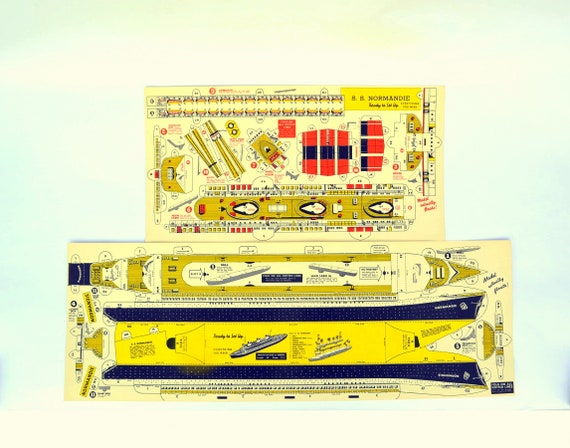 Vintage SS Normandie Paper Model Kit As New: | Etsy