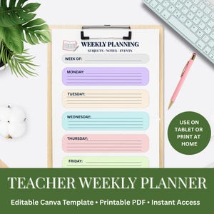 Editable Weekly Teacher Planner | Digital & Printable Lesson Plan Page ...