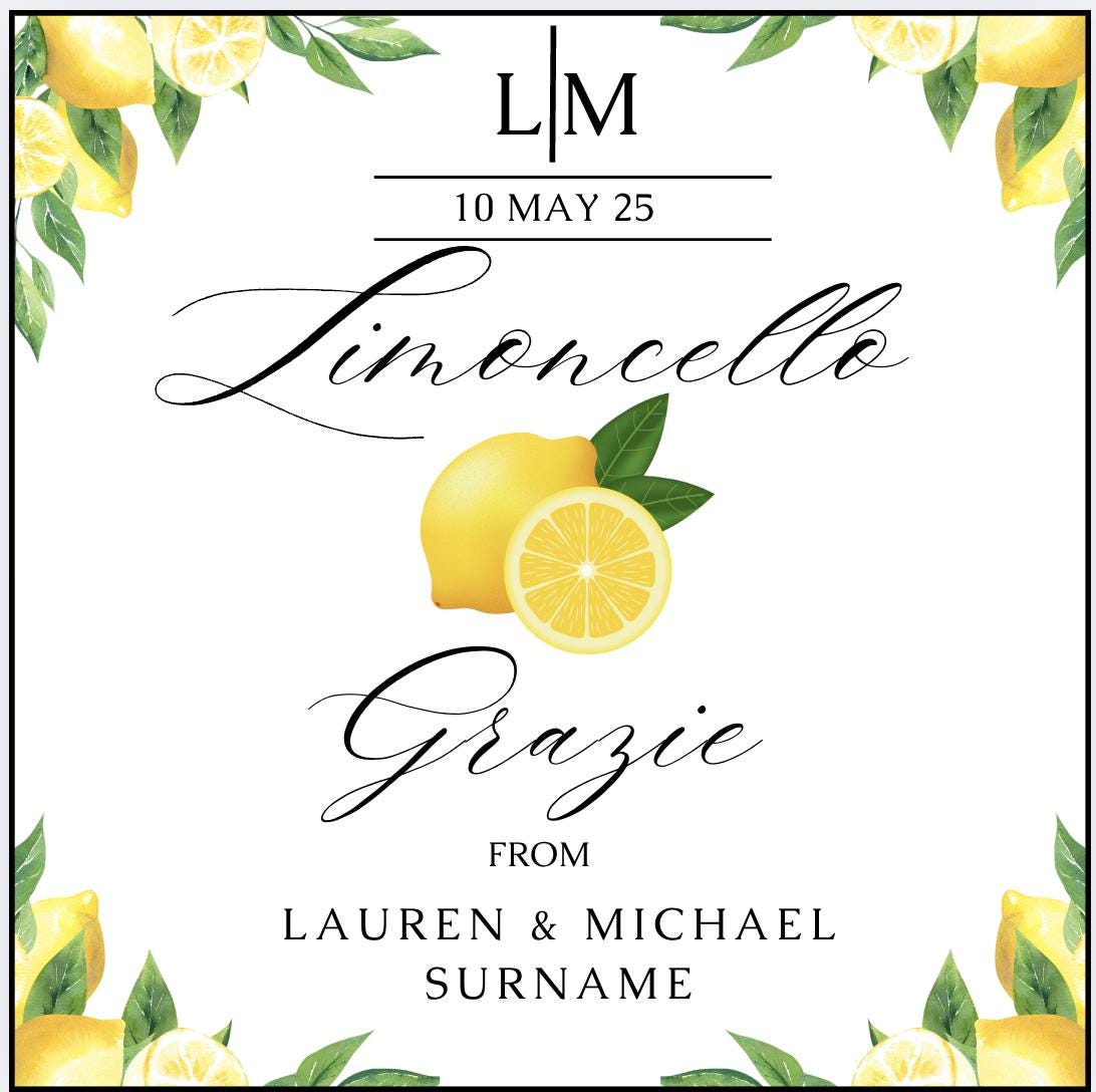 Limoncello Wedding Favor Tag Template: Italian Lemon Label (canva ...