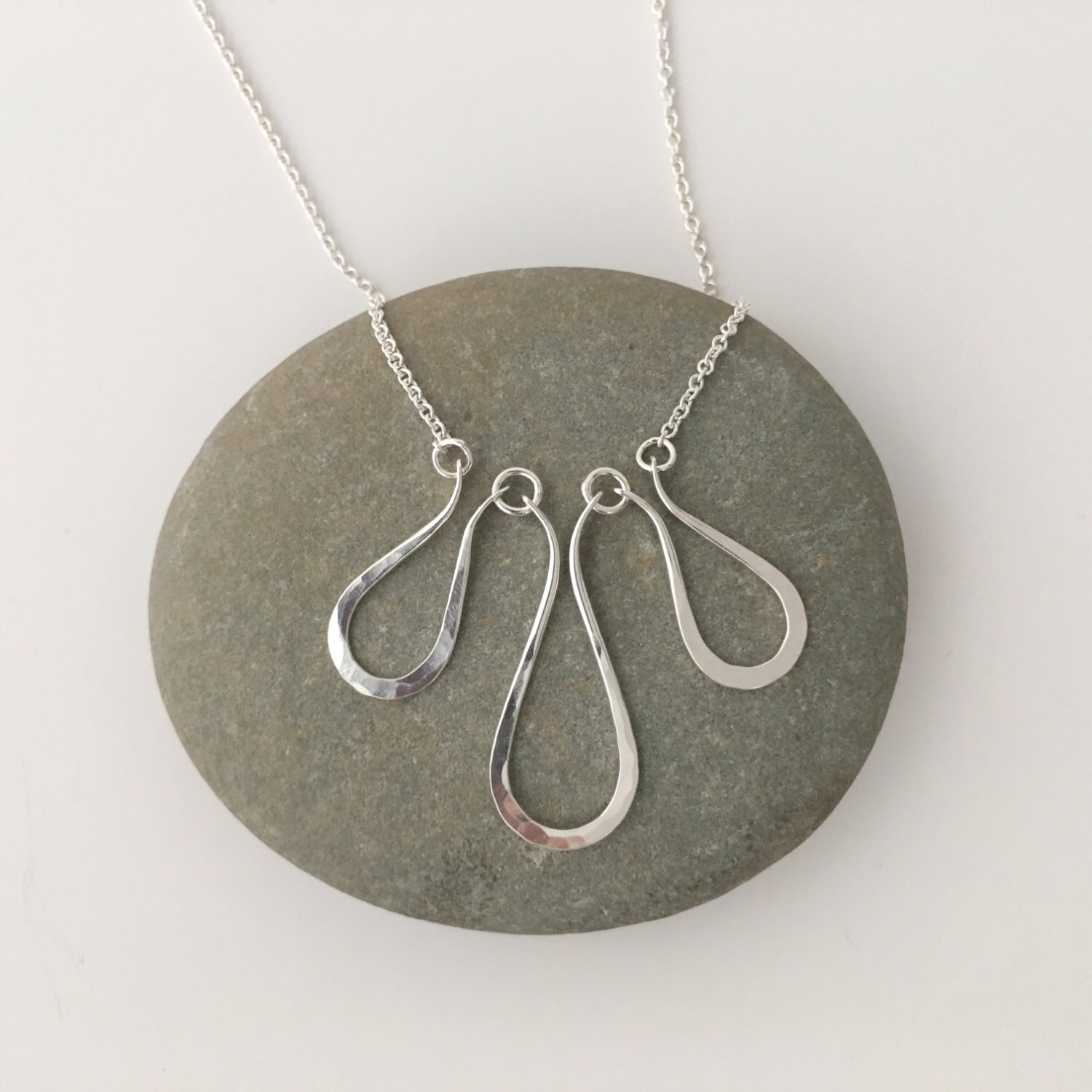 Triple Drop Necklace Three Drop Necklace Silver Droplet - Etsy Canada