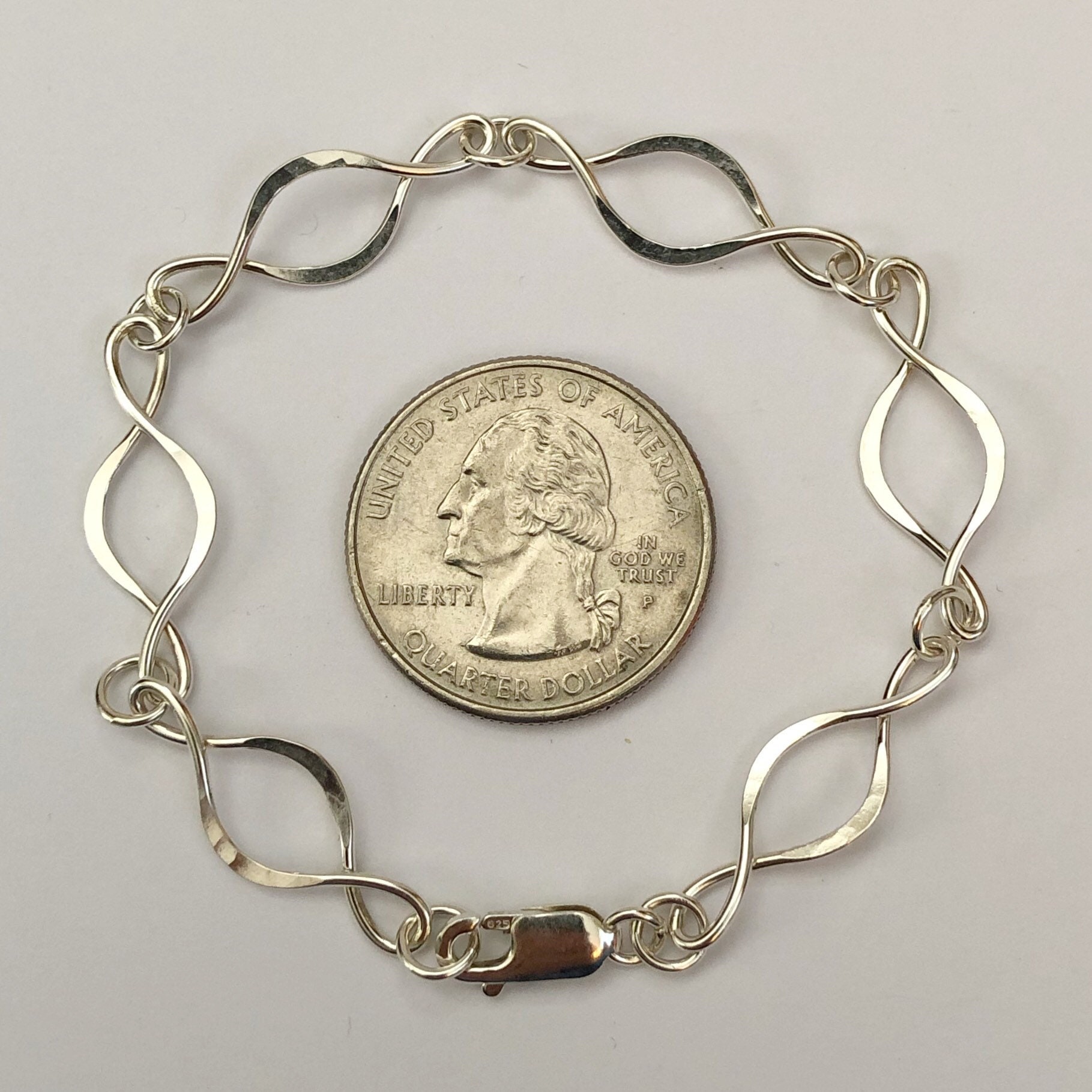 Hammered Sterling Silver Infinity Link Bracelet - Etsy