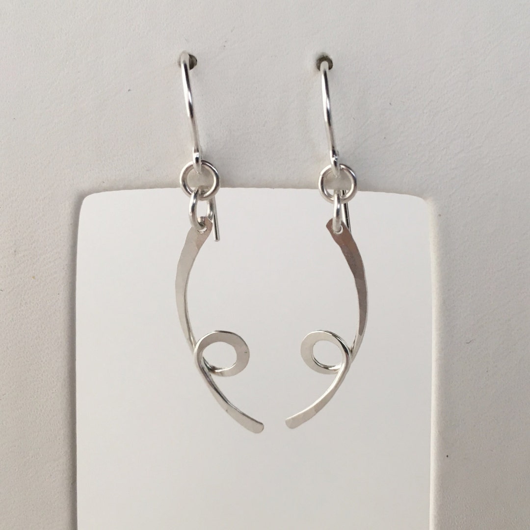 Silver Curl Earrings, Hammered Curl Earrings, Silver Curl Dangles ...