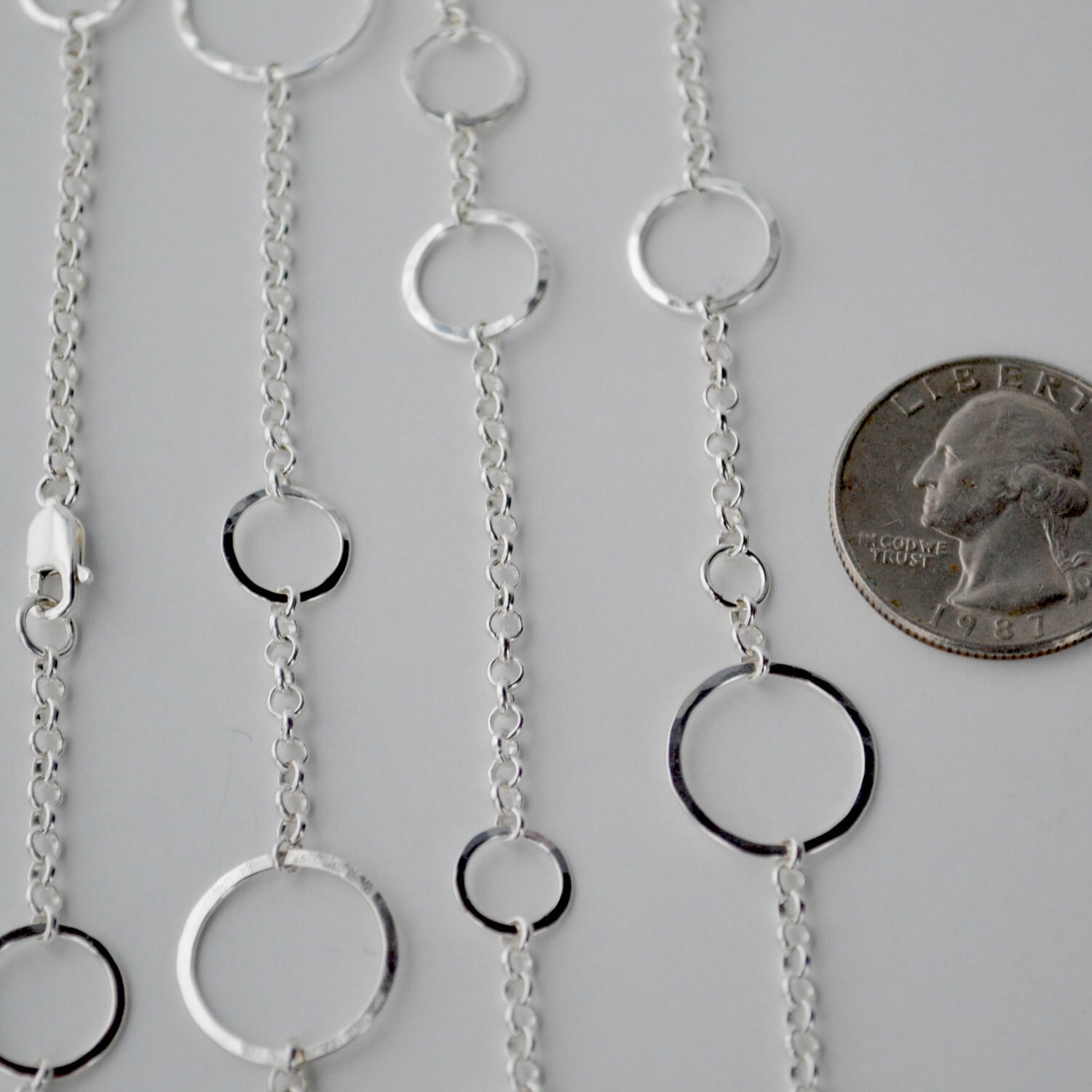 Random Circles Necklace Silver Circles Necklace Long Circles | Etsy