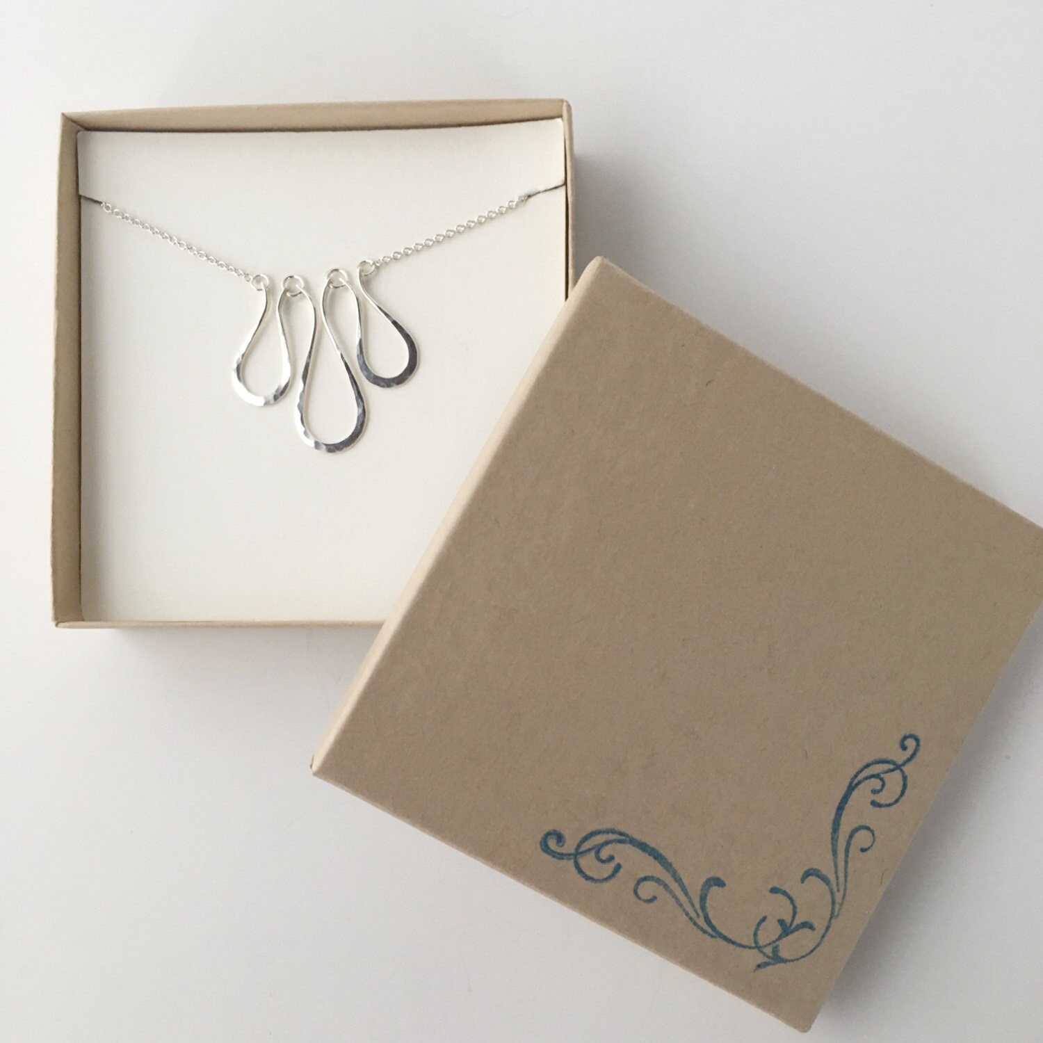 Triple Drop Necklace Three Drop Necklace Silver Droplet - Etsy Canada