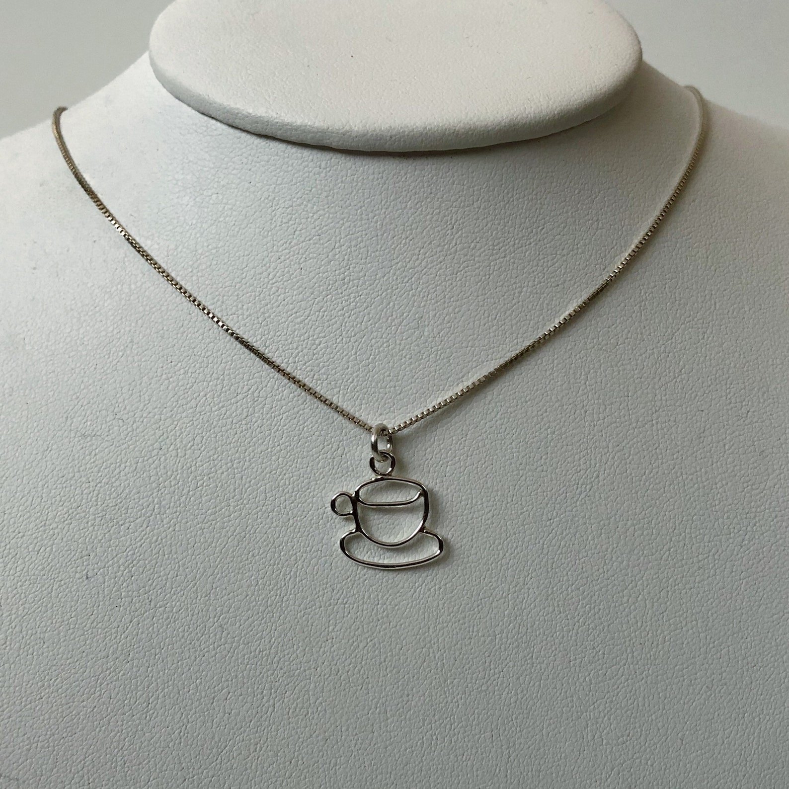 Coffee Pendant Silver Tea Cup Charm Cappuccino Pendant - Etsy