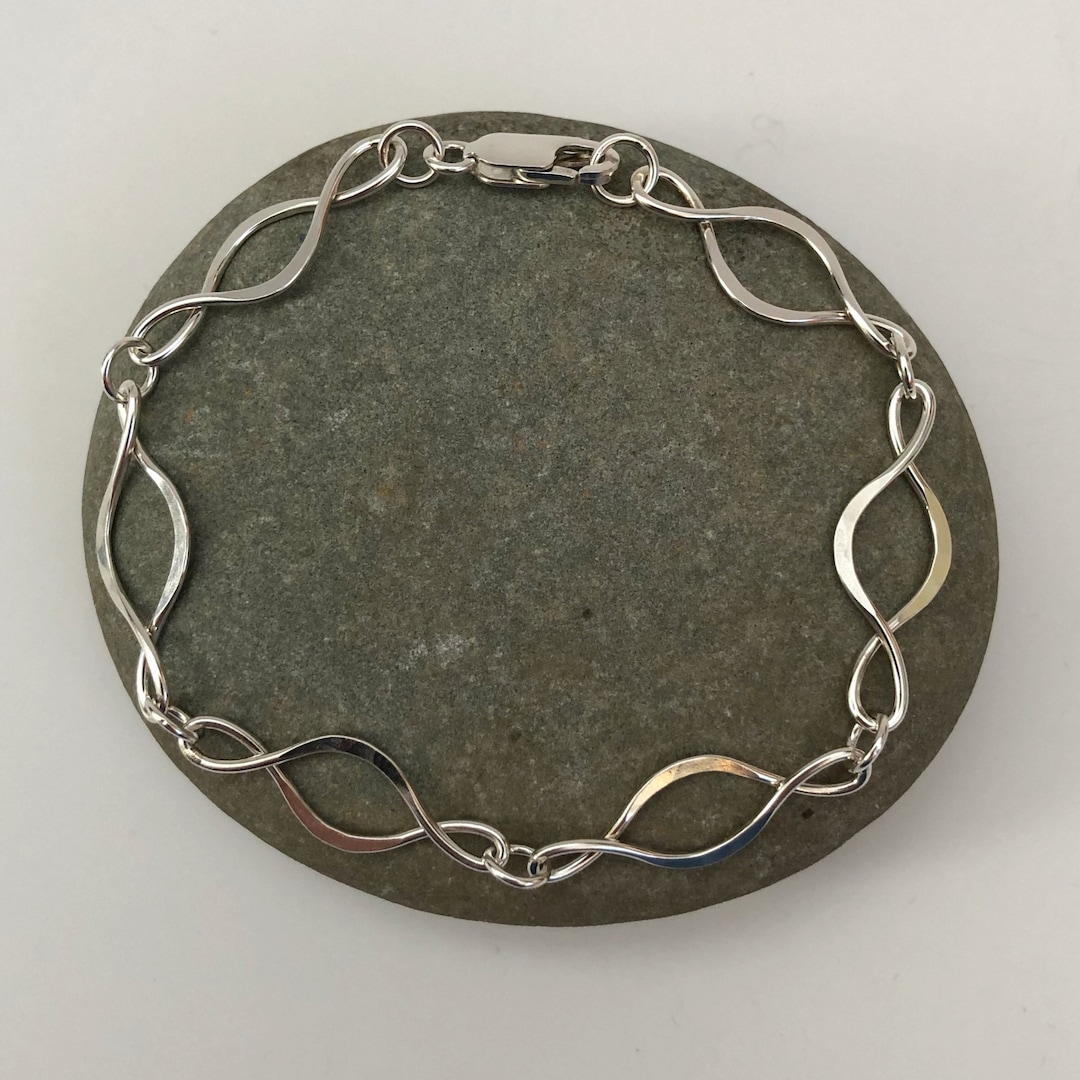 Hammered Sterling Silver Infinity Link Bracelet - Etsy