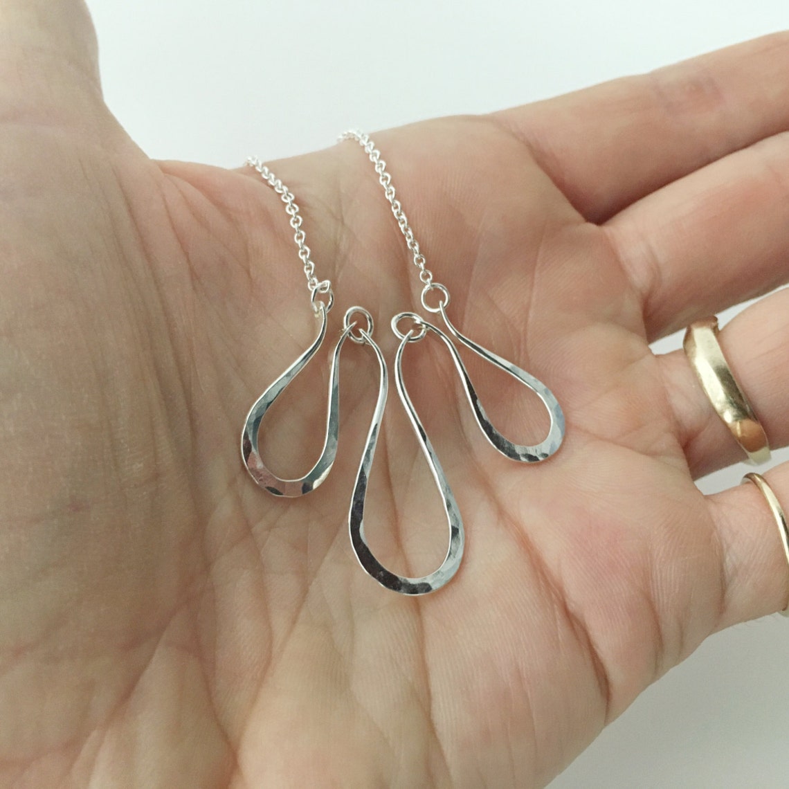 Triple Drop Necklace Three Drop Necklace Silver Droplet - Etsy Canada
