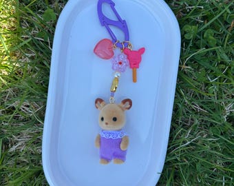 Bunny Calico Critter Keychain | Handmade Keychain | Beaded Keychain ...