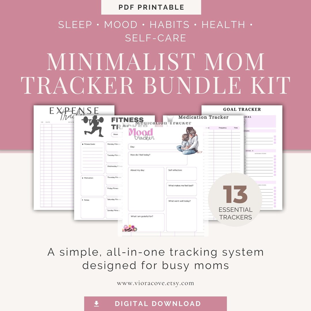 Minimalist Mom Tracker Bundle Kit | Sleep, Mood, Habit, Expense ...