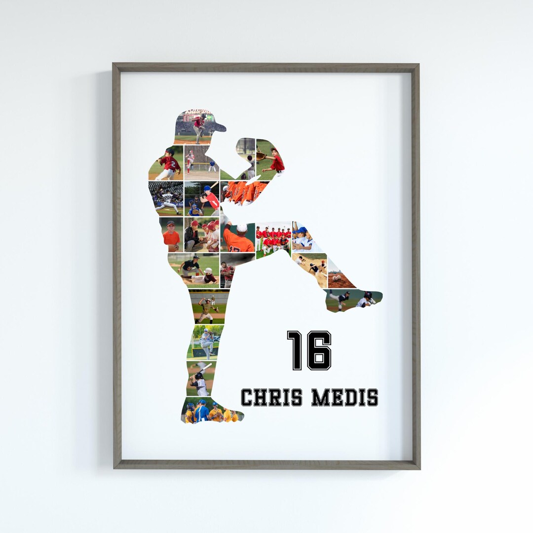 Printable Baseball Photo Collage | Baseball Gift | Gift for Coach ...