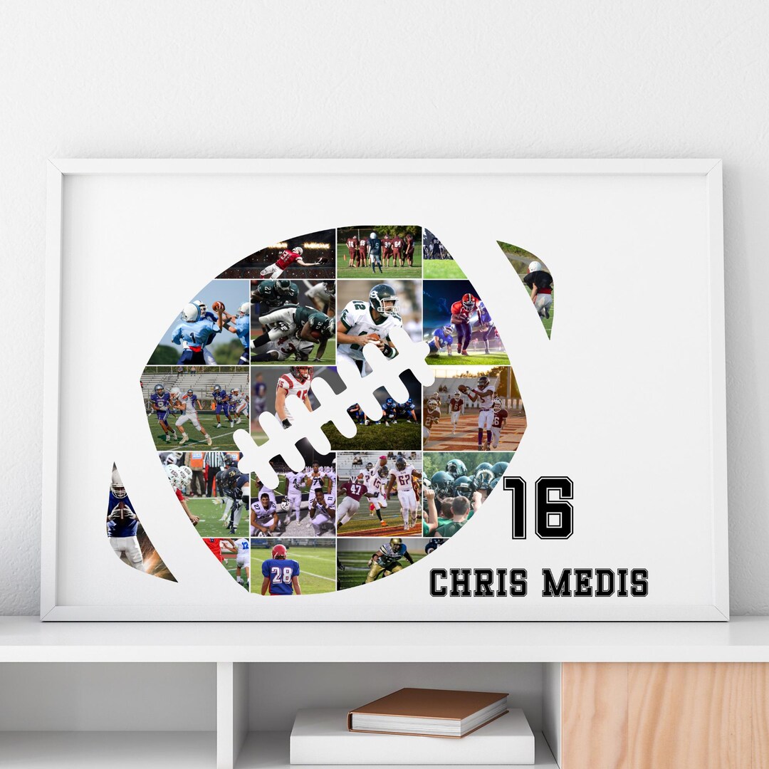 Custom Football Photo Collage | Senior Night Gift | Editable Canva ...