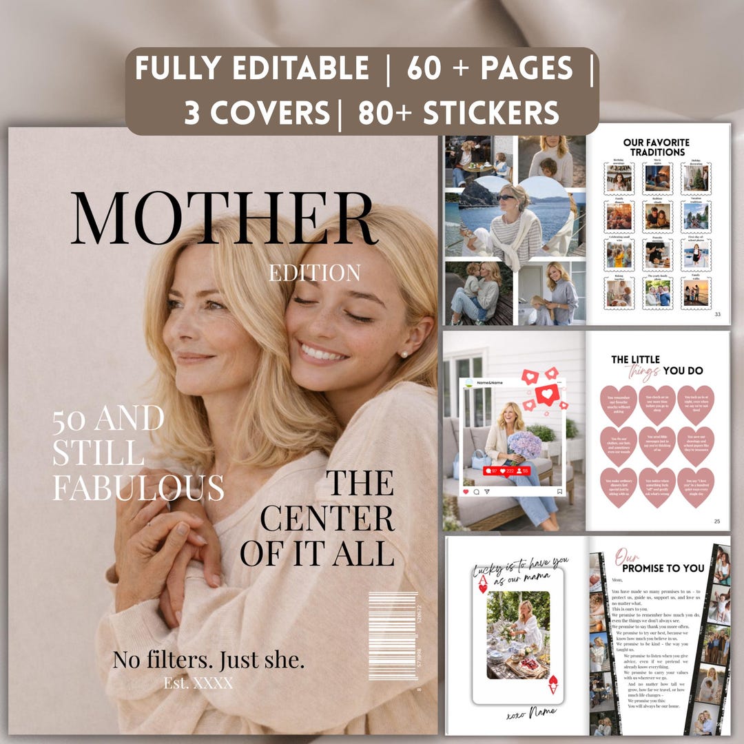 Personalized Mother's Day Magazine Template | Canva, Family Keepsake ...
