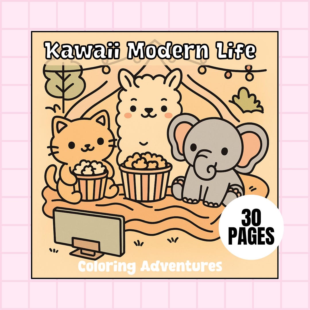 Kawaii Modern Life Coloring Book | Cozy Printable Pages for Adults ...