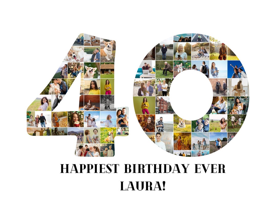 Custom 40th Birthday Photo Collage | Personalized 40th Picture Collage ...