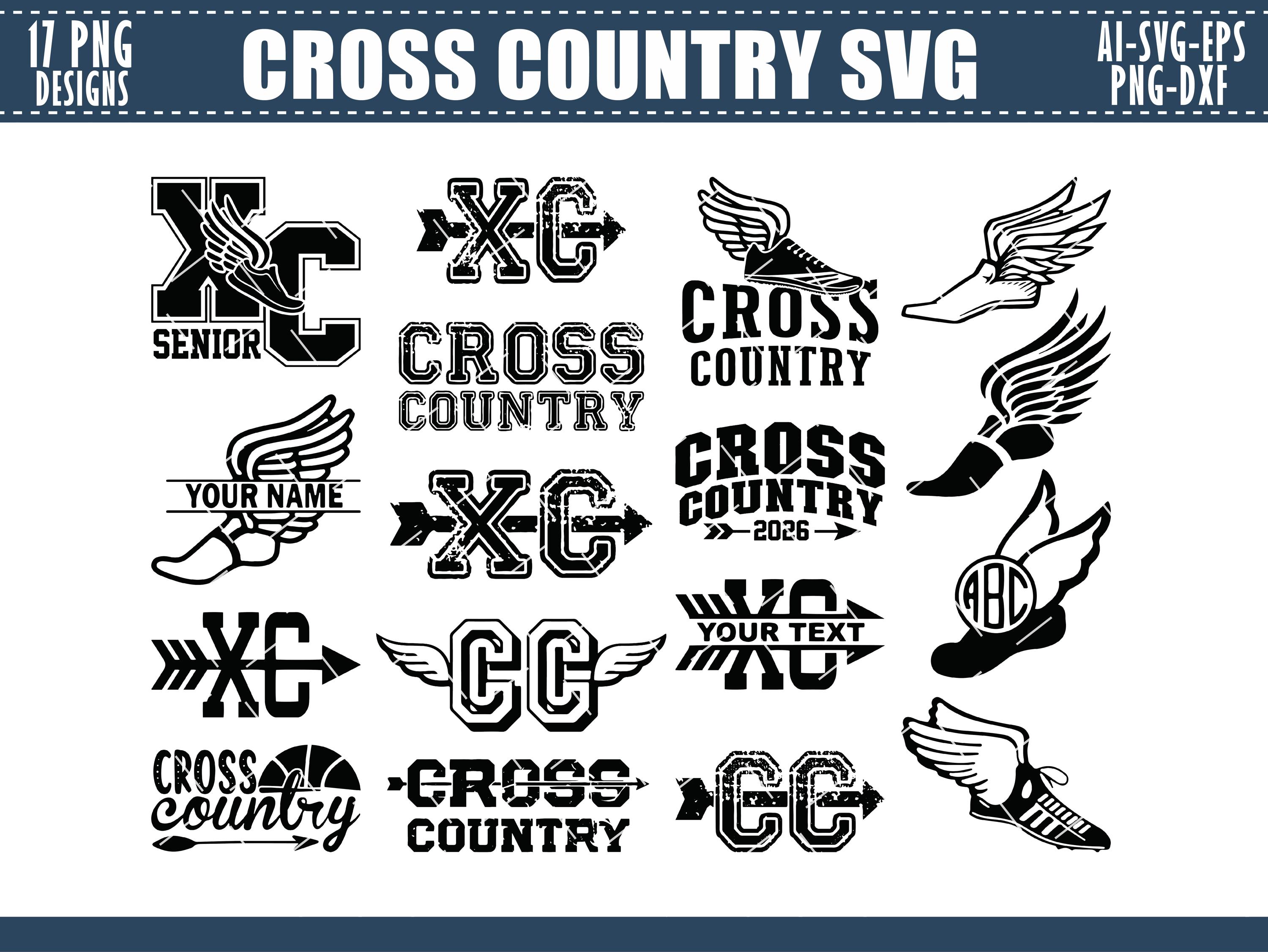 Cross Country Running SVG Design: XC Sports Template (digital Download ...