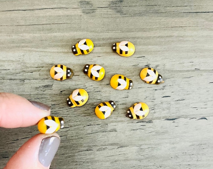 10pc Micro Miniature Honey Bees / Tiny Mini Yellow Bugs Crafting Art ...