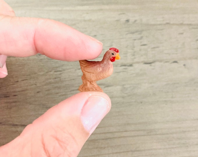 Miniature Farm Chicken / Tiny Micro Mini Brown Bantam Chicken Diorama ...