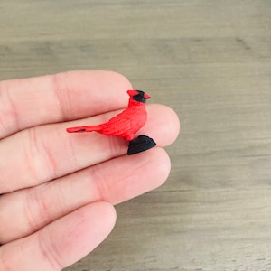 Miniature Red Cardinal Bird / Micro Mini Forest Winter Creature Aviary ...