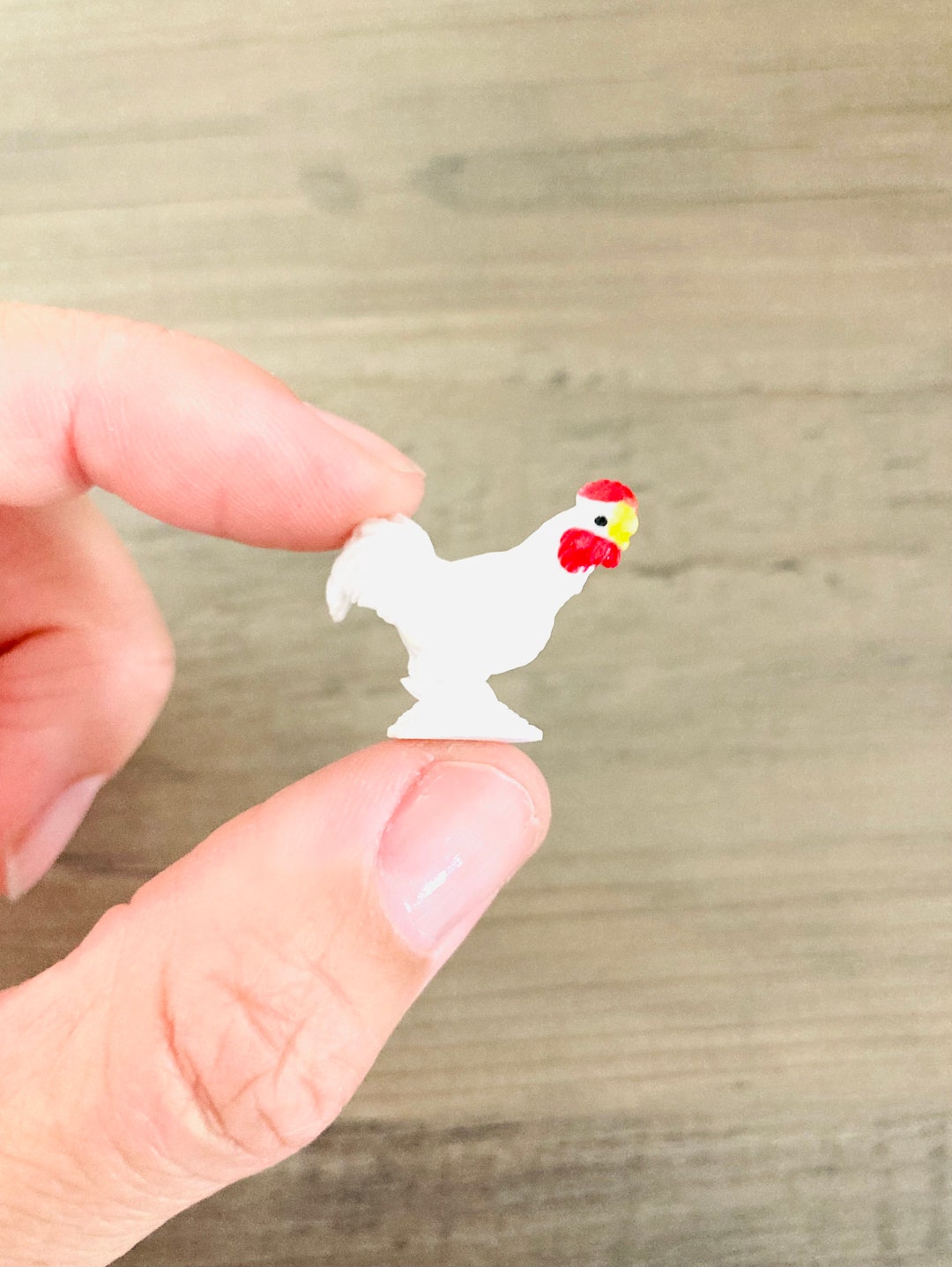 Miniature Rooster Chicken / White and Red Farmhouse Mini Farm Chicken ...