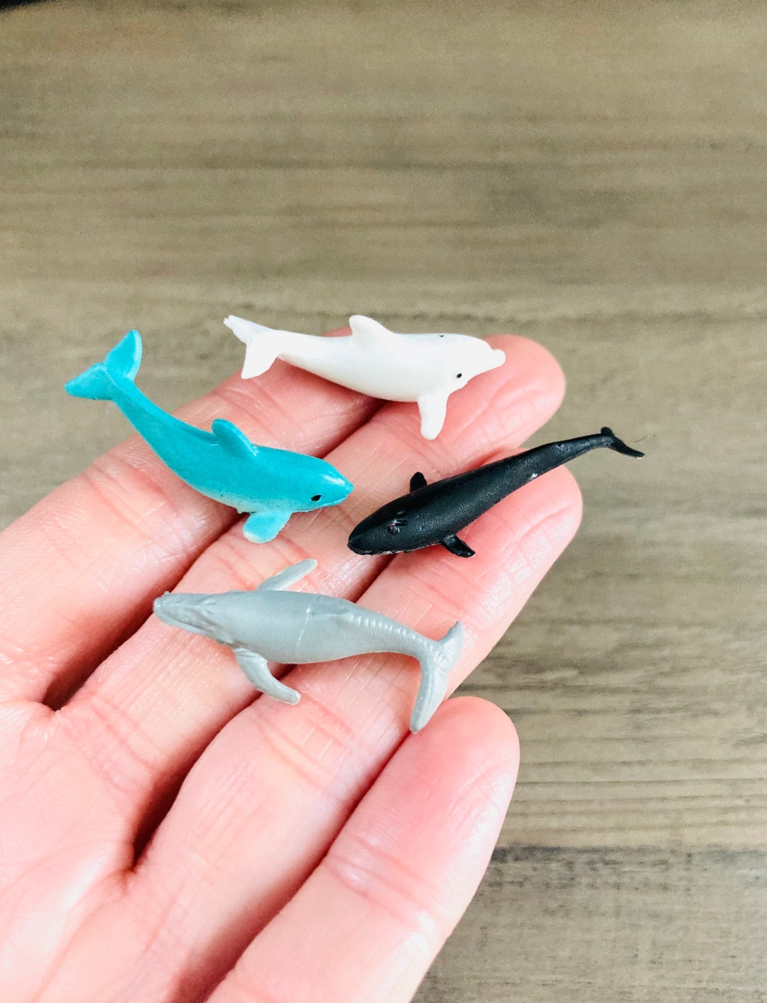 4pc Miniature Whales / Micro Mini Tiny Grey Humpback Ocean Diorama ...