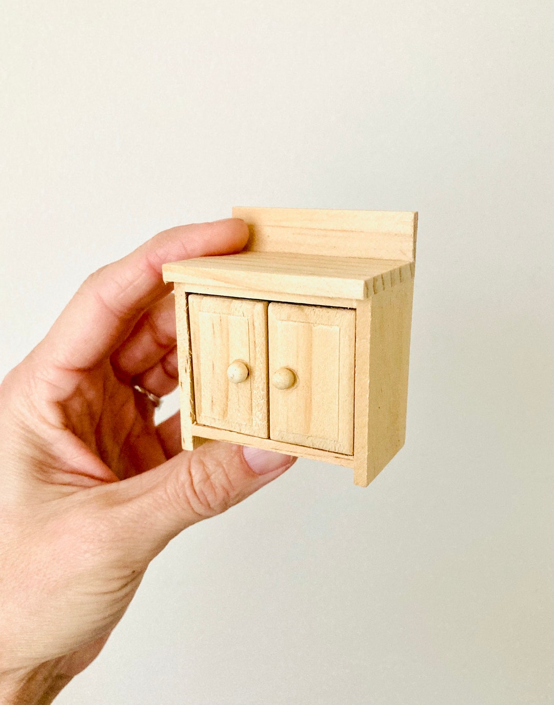Miniature Dollhouse End Table With Doors Scale 1:12 Unfinished Wood ...
