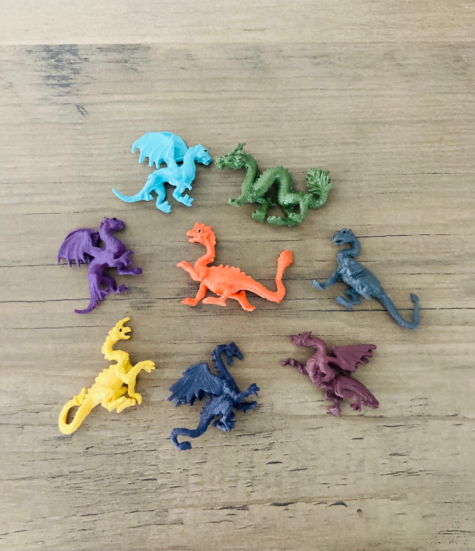 8pc Miniature Dragons / Tiny Micro Mini Rubbery Terrarium Fairy Garden ...