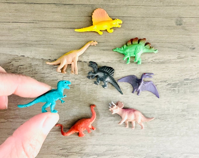 8pc Miniature Dinosaurs / Micro Mini Dinos Crafting Terrarium Diorama ...